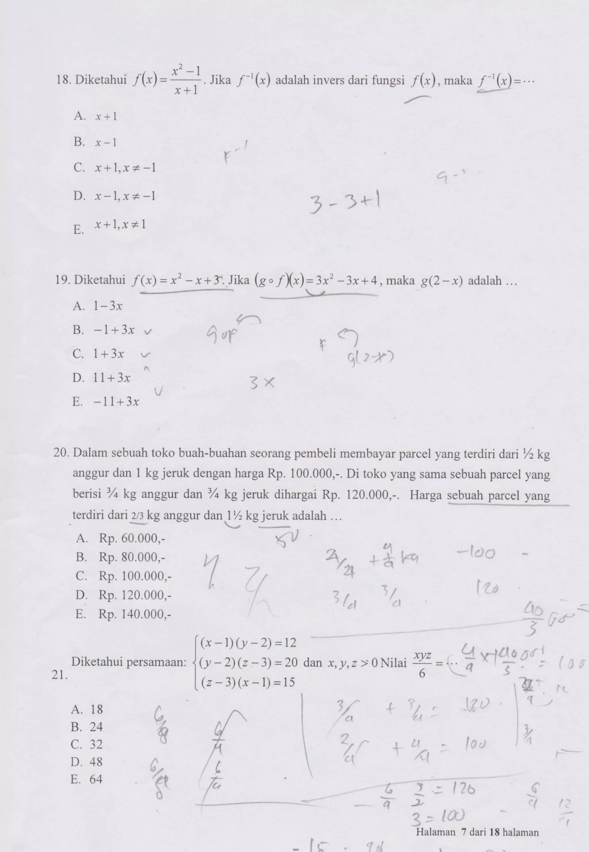 Soal seleksi stis 2015 2016 mate-matika | PDF