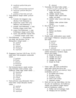 Soal semester 2 klas 10 al qur'an hadits | DOCX