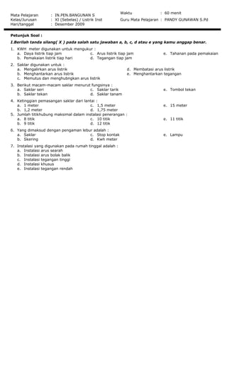 Soal semester ganjil 2009 | PDF
