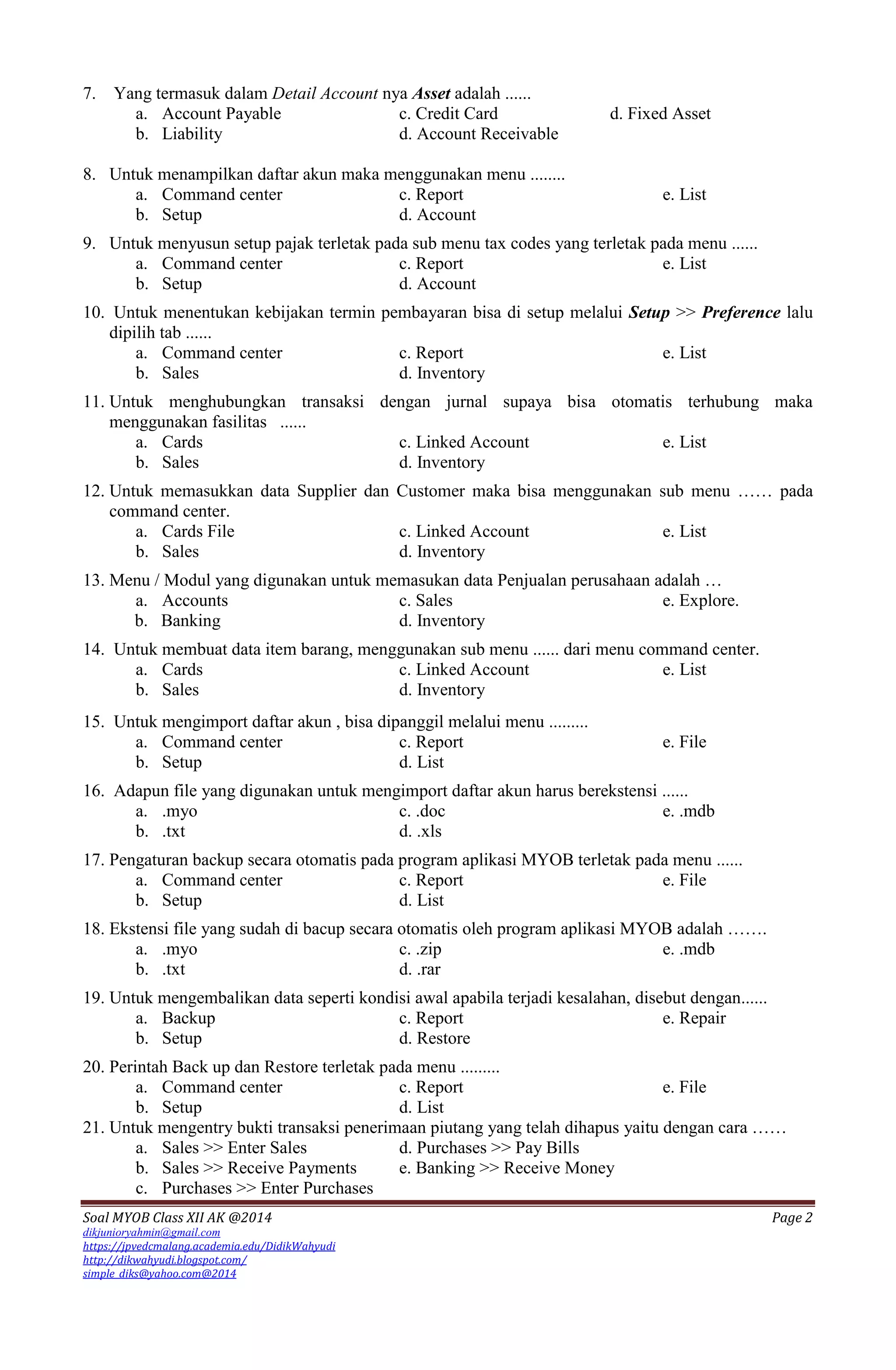 Soal semester gasal_myob_acc_kelas_xii | PDF