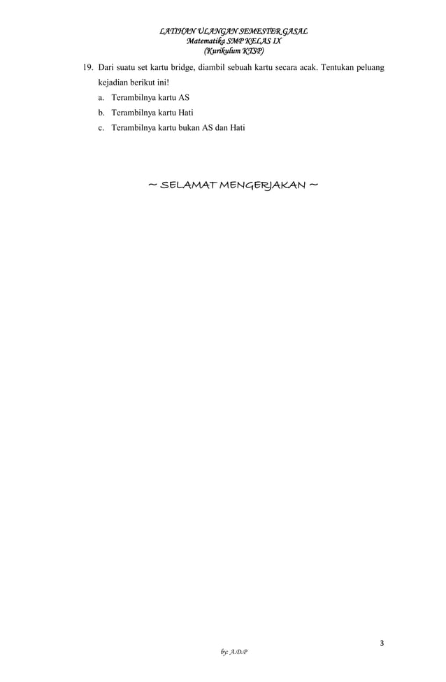 Latihan Soal semester gasal smp ix | PDF