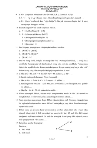 Latihan Soal semester gasal smp vii | PDF