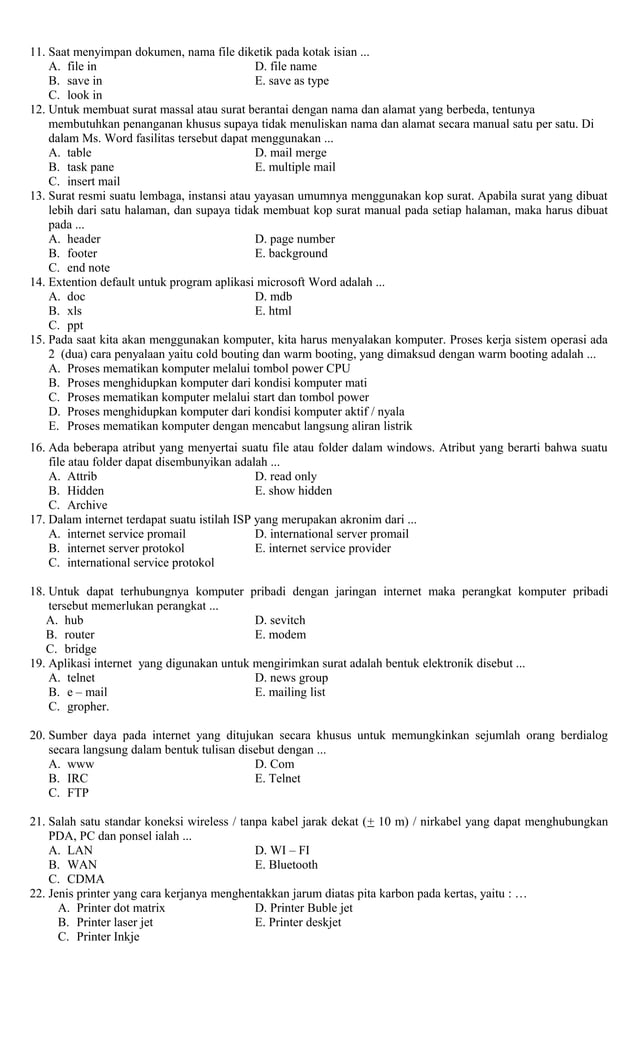 Soal semester genap 2010 (2) | PDF