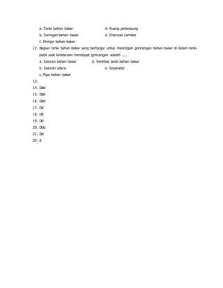 Soal semester genap sistem rem | PDF