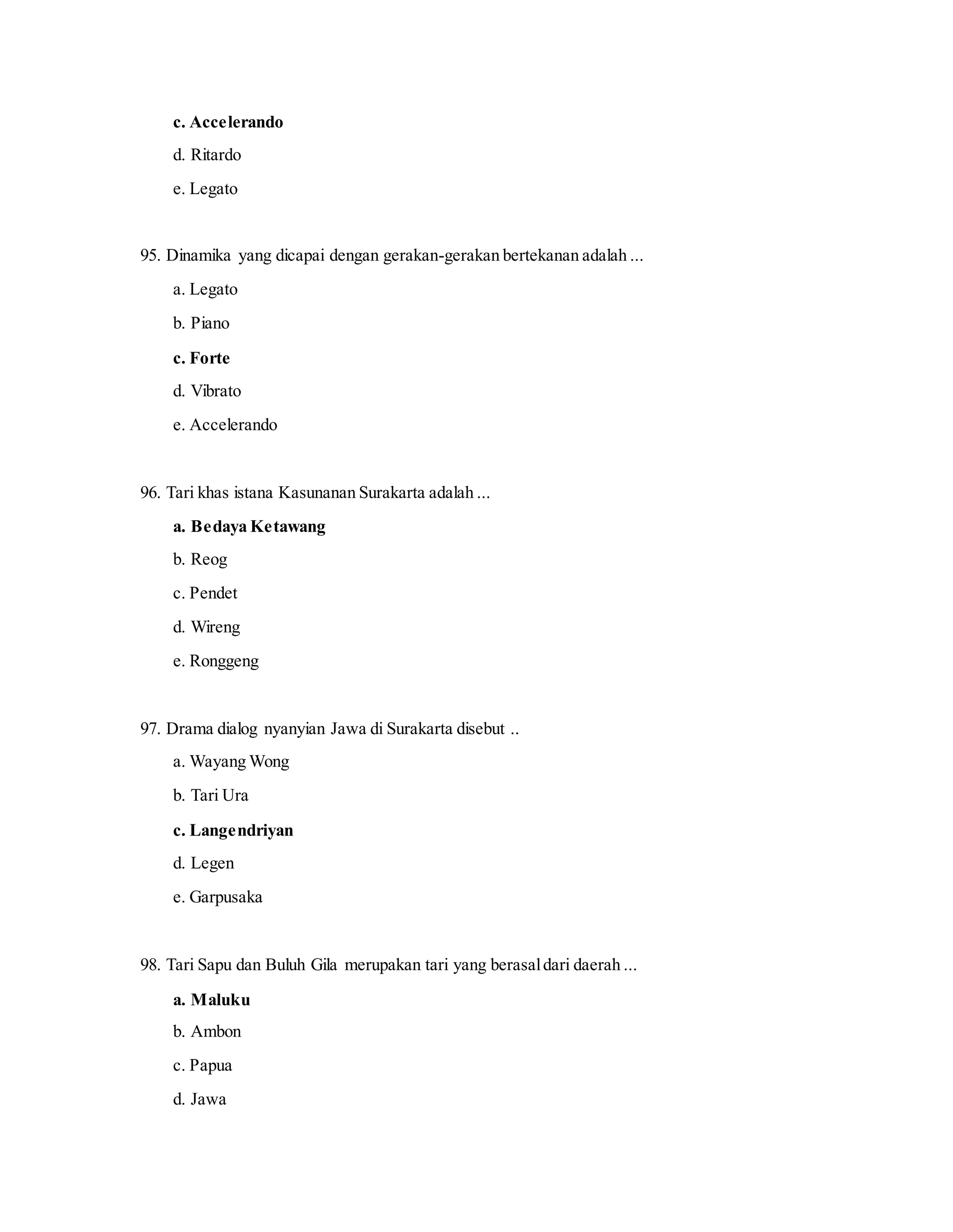 Kumpulan Soal Seni Budaya SMA/SMK beserta Jawaban | DOCX