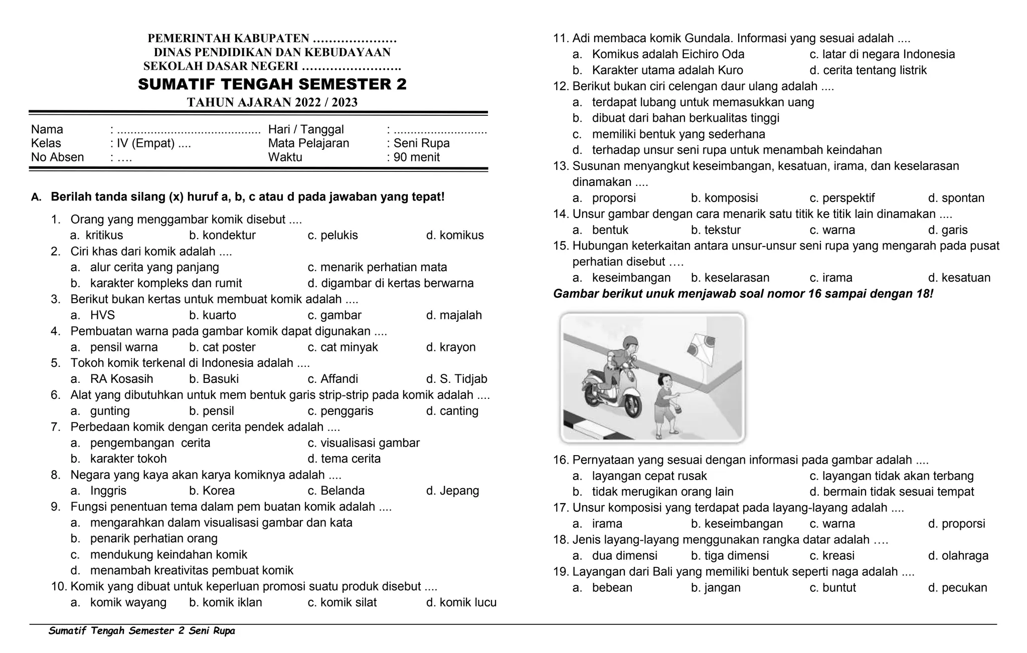 Soal Seni Rupa Soal seni rupaaaM 2 Kls 4 | DOCX