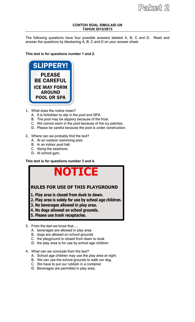 Soal simulasi un paket 2 | PDF