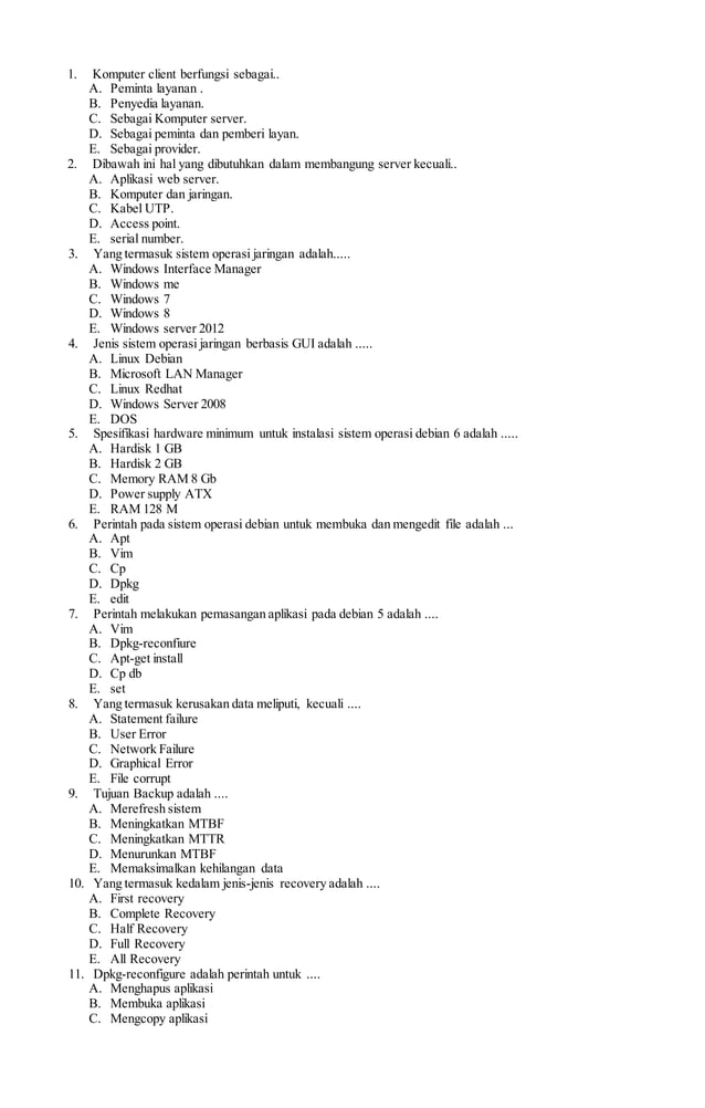 Soal sistem operasi jaringan | PDF