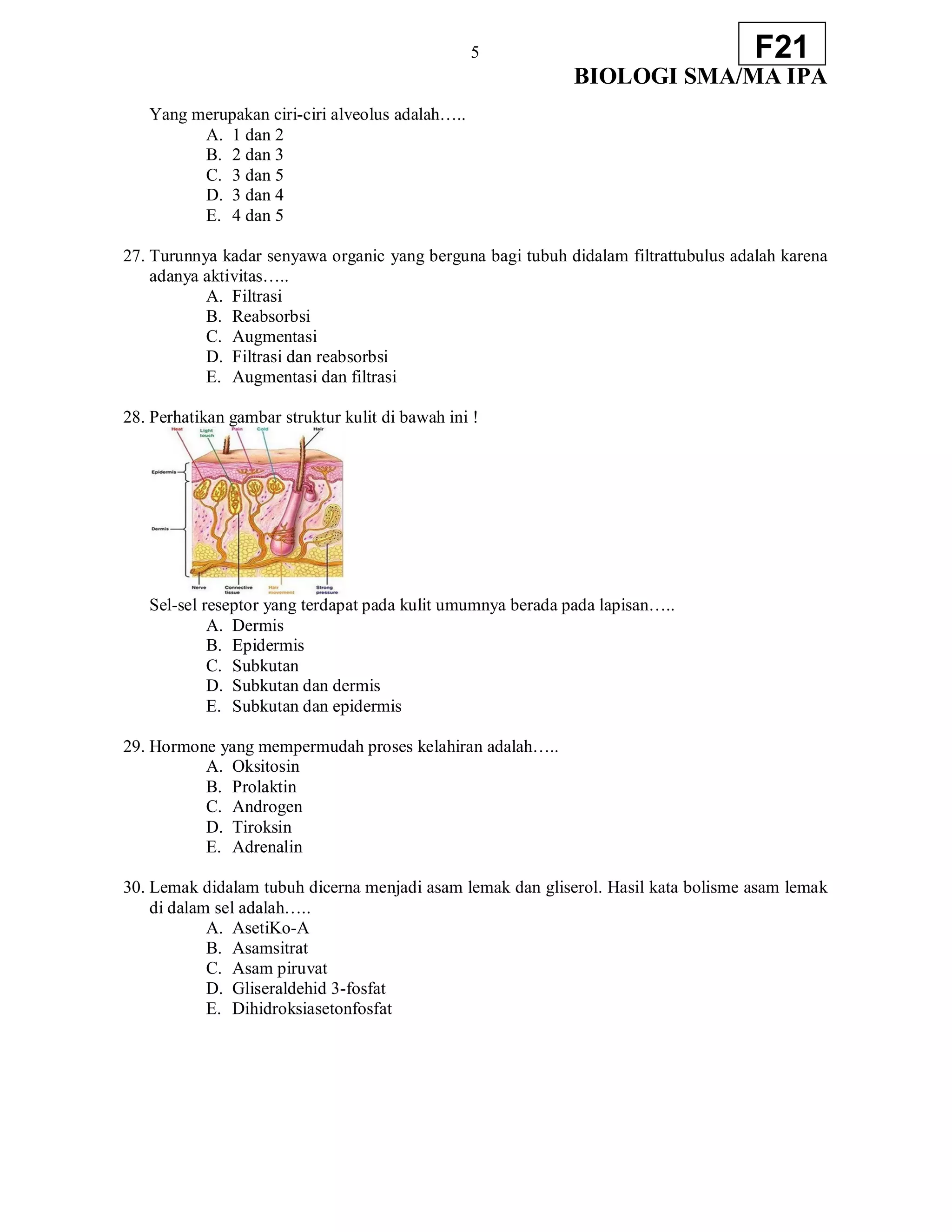 Soal sma biologi_f21 | PDF