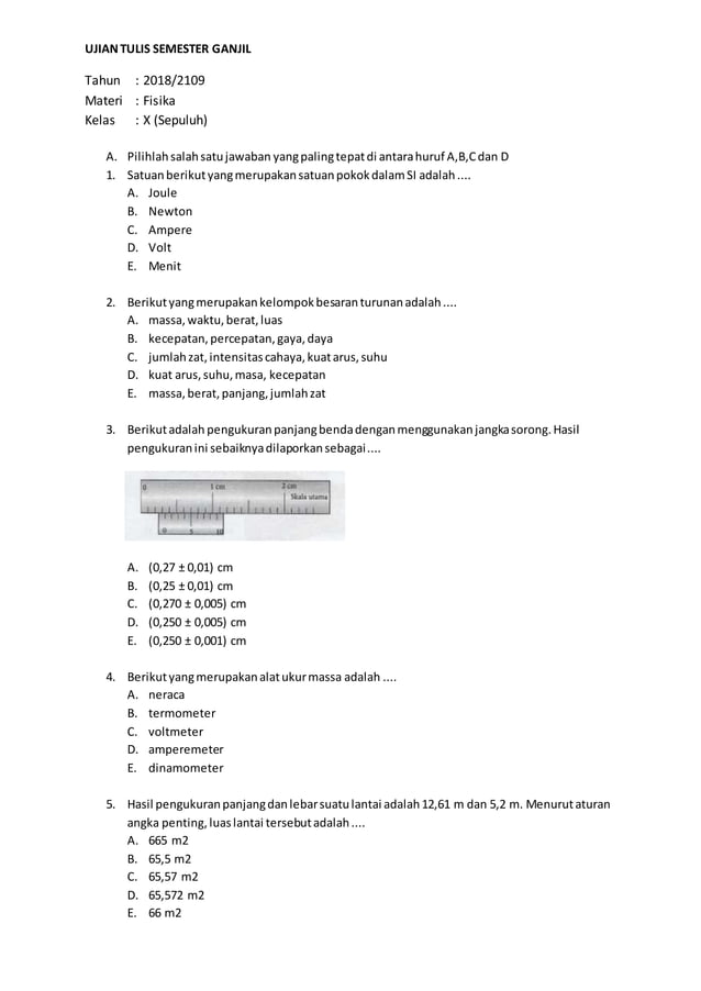 Soal smt ganjil sma kbj kls x 2018 2019 | PDF