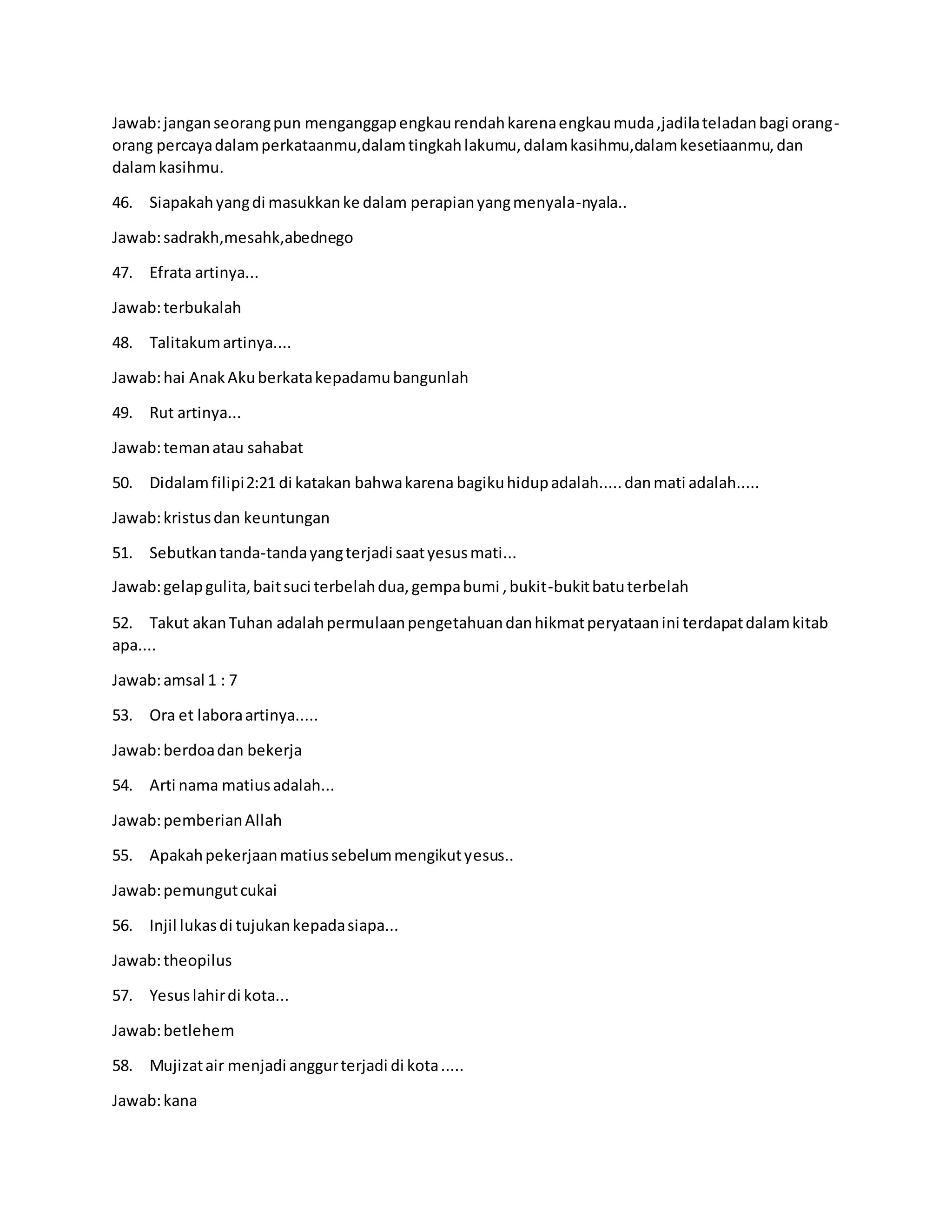 Soal soal cerdas cermat alkitab atau disingkat cca | DOCX