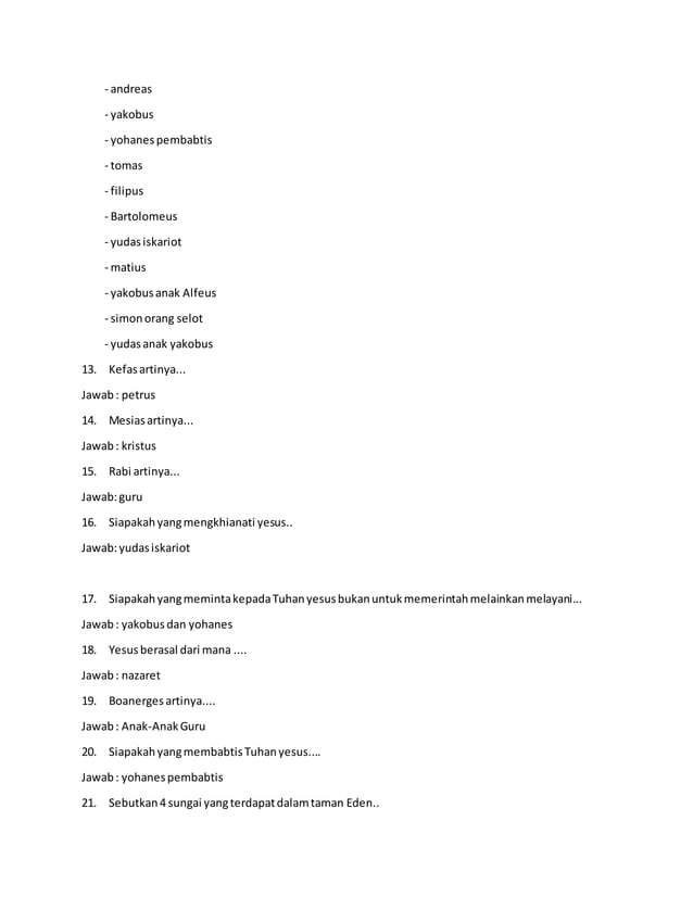 Soal soal cerdas cermat alkitab atau disingkat cca | DOCX