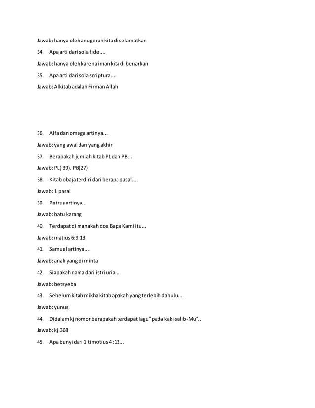 Soal soal cerdas cermat alkitab atau disingkat cca | DOCX
