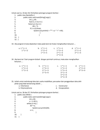 Soal soal pbo java | DOC