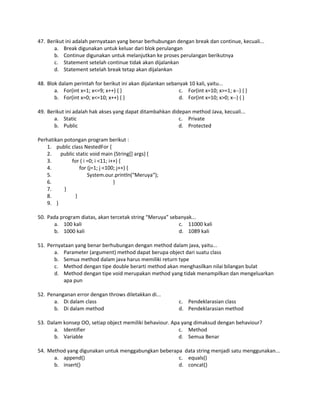 Soal soal pbo java | DOC