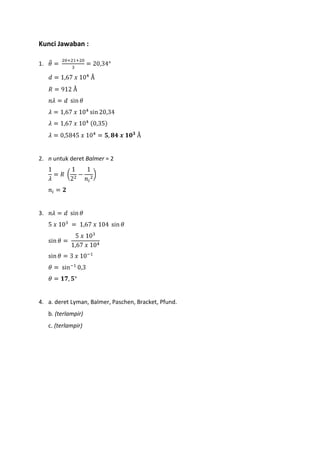 Soal spektroskopi atom hidrogen (andi) | PDF