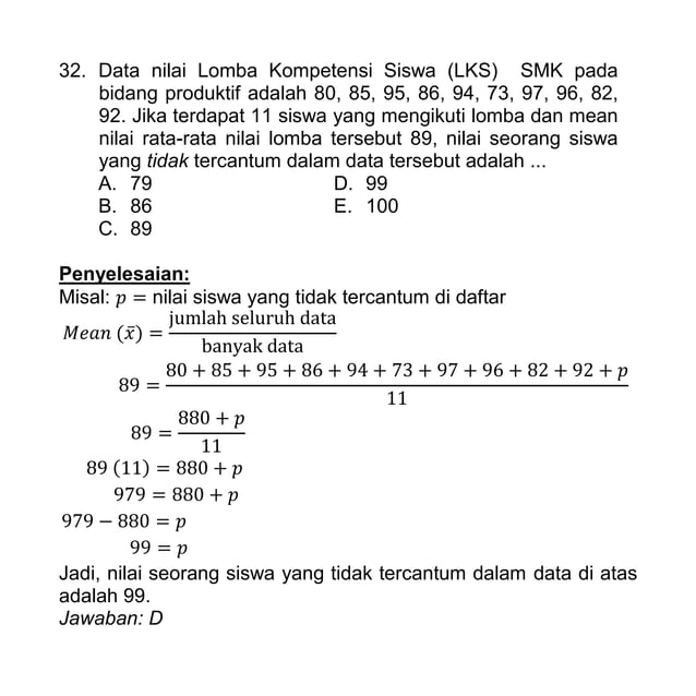 Soal statistika dan pembahasan | PDF