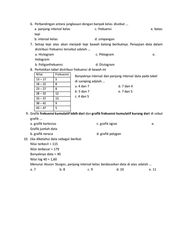 Soal statistik x | PDF