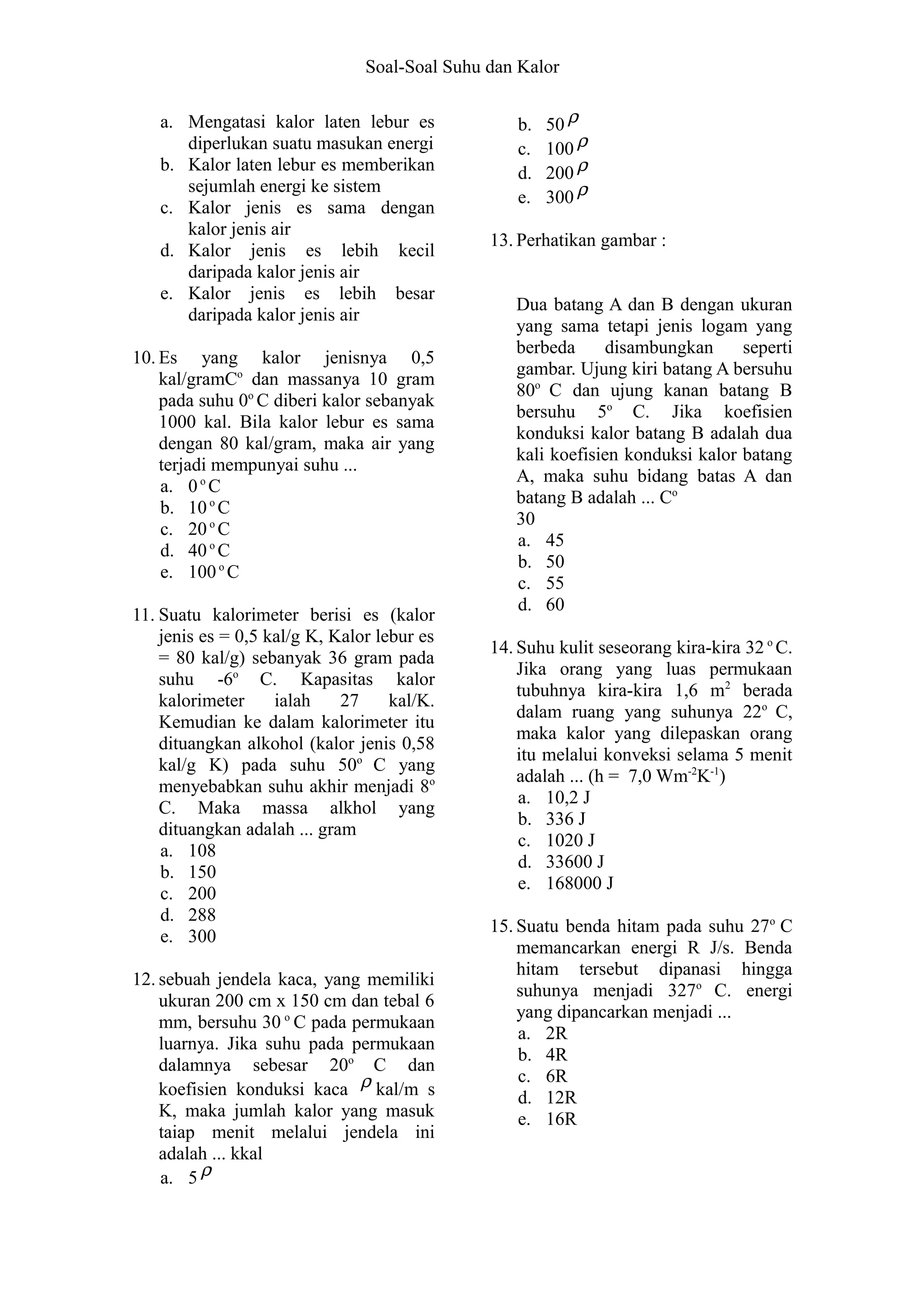 Soal suhu dan kalor | RTF