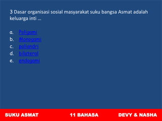 Soal suku asmat Devy&Nasha Kelas 11 Bahasa | PPT