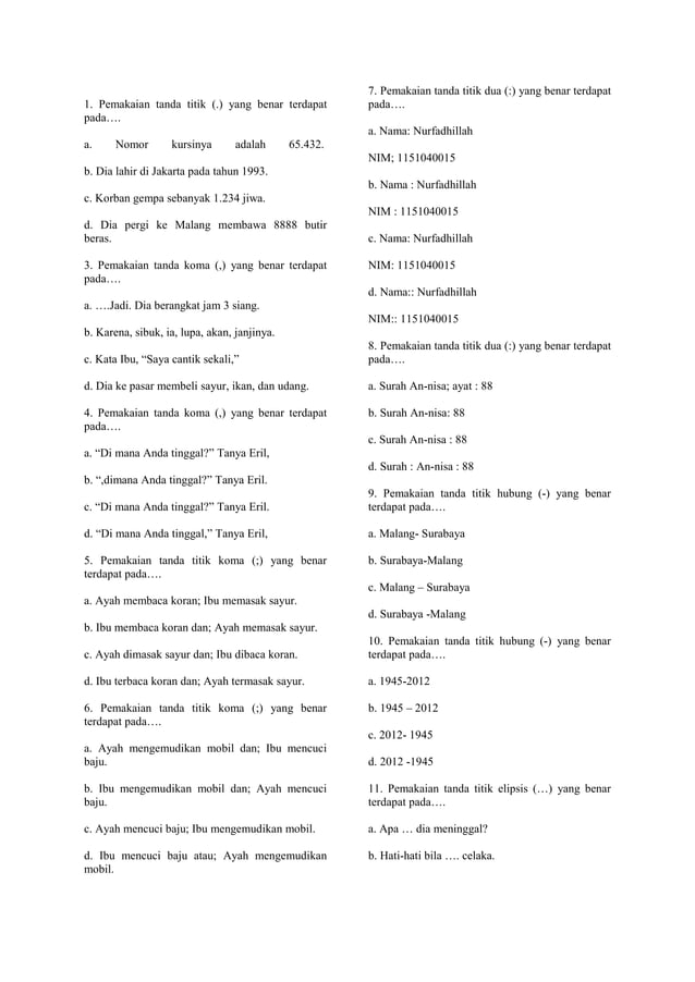 Soal tanda baca | DOCX