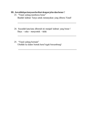 Soal tema 6 a kelas 2 | DOCX