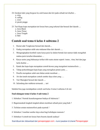 Soal tema 6 kelas 4 subtema 2 | PDF