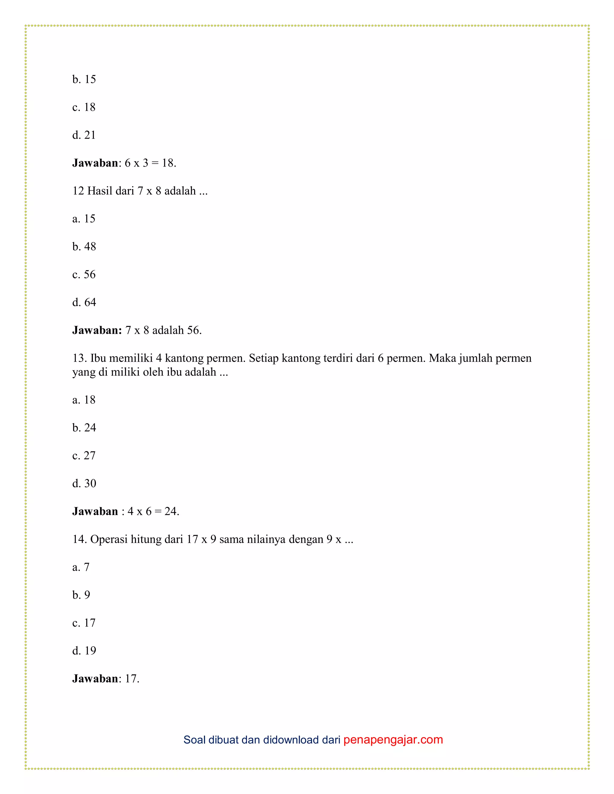 Soal tematik kelas 3 tema 2 subtema 2 | PDF