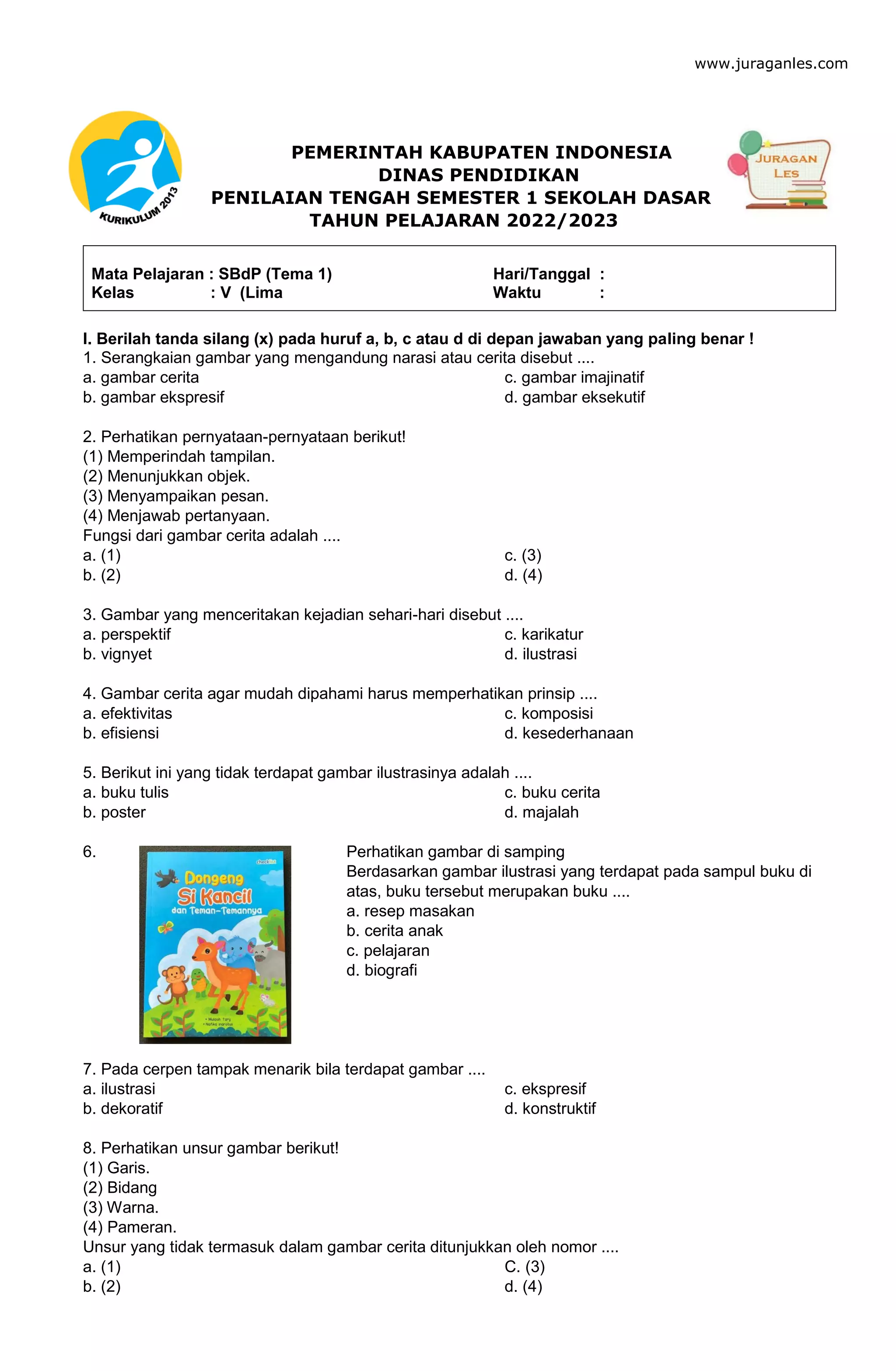 Soal Tematik Kelas 5 Tema 1 Mapel SBdP.pdf