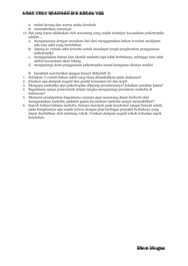 SOAL ULANGAN HARIAN KELAS VIII (BAB III-VI) | PDF