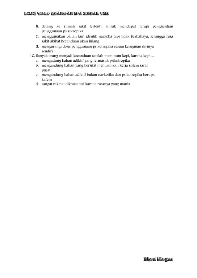 SOAL ULANGAN HARIAN KELAS VIII (BAB III-VI) | PDF