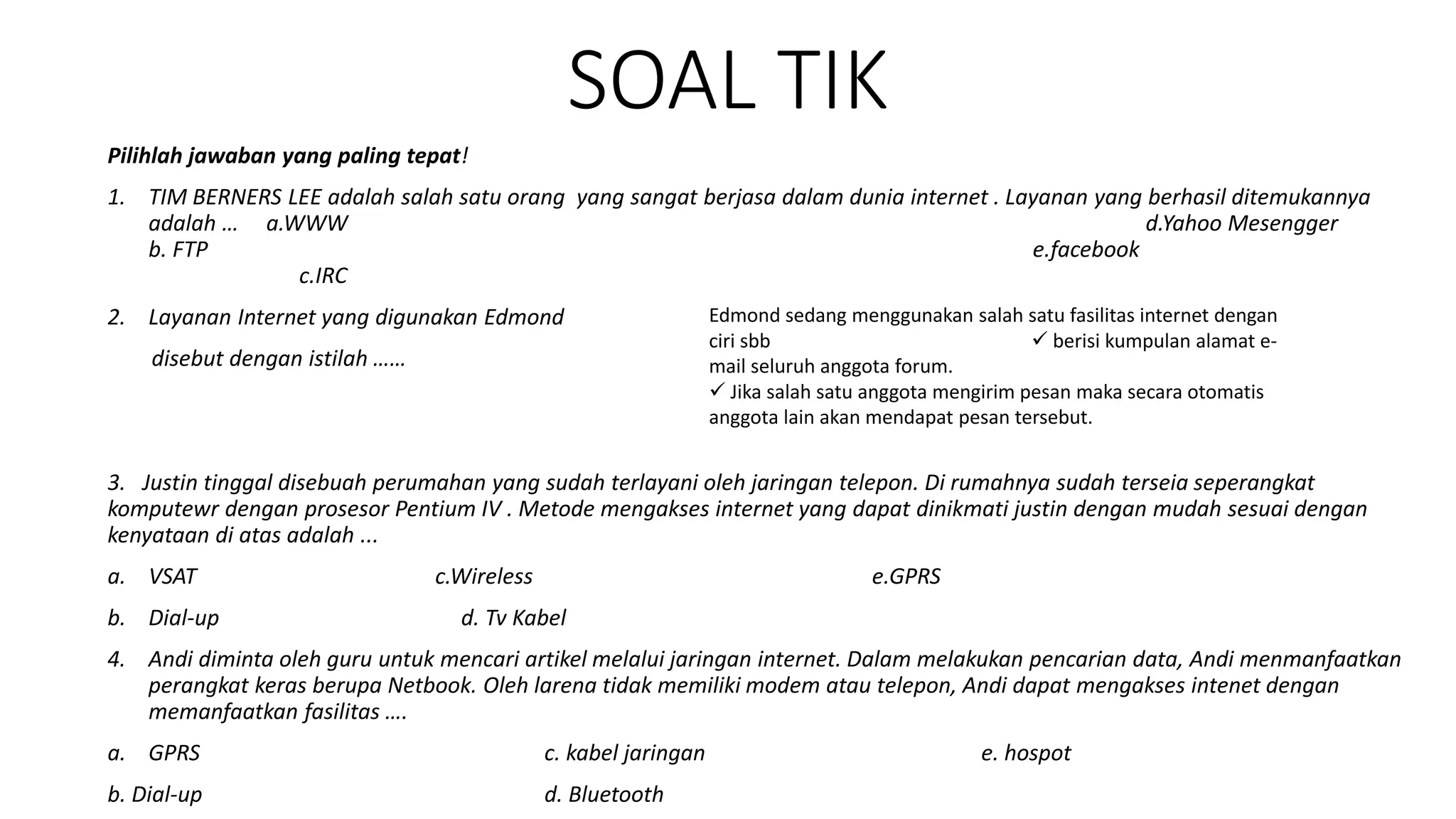 Soal tik kelas xi semester 1 | PPT