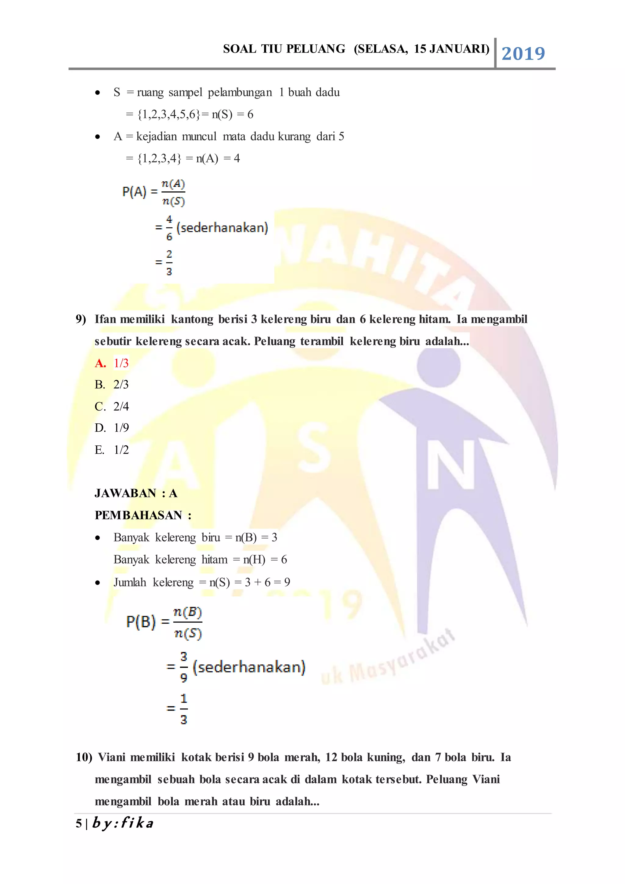 Soal tiu peluang fika | PDF