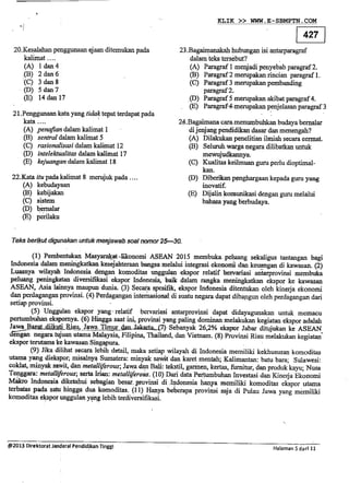 Soal tkdu sbmptn 2013 kode 427 & kunci jawaban | PDF | Educational Assessment | Education