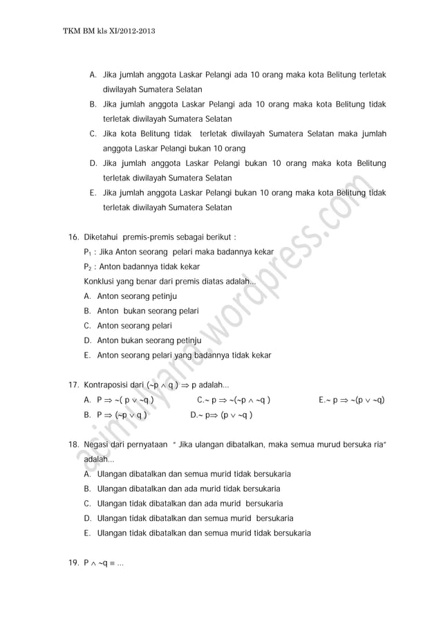 Soal tkm bismen 2012 2013 paket a | PDF