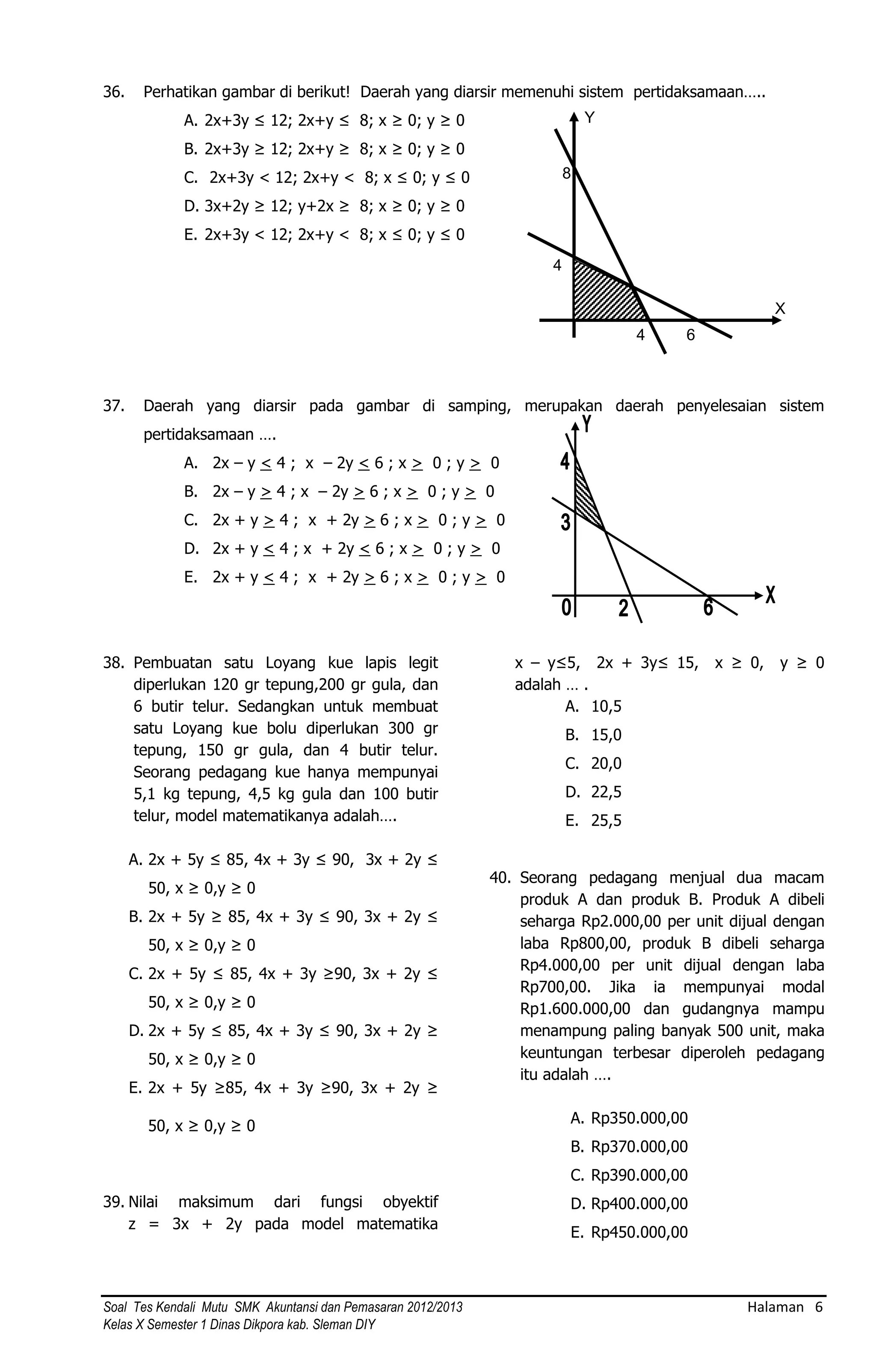 Soaltkm mtk bismen tk x gasal 2012 2013 | DOCX