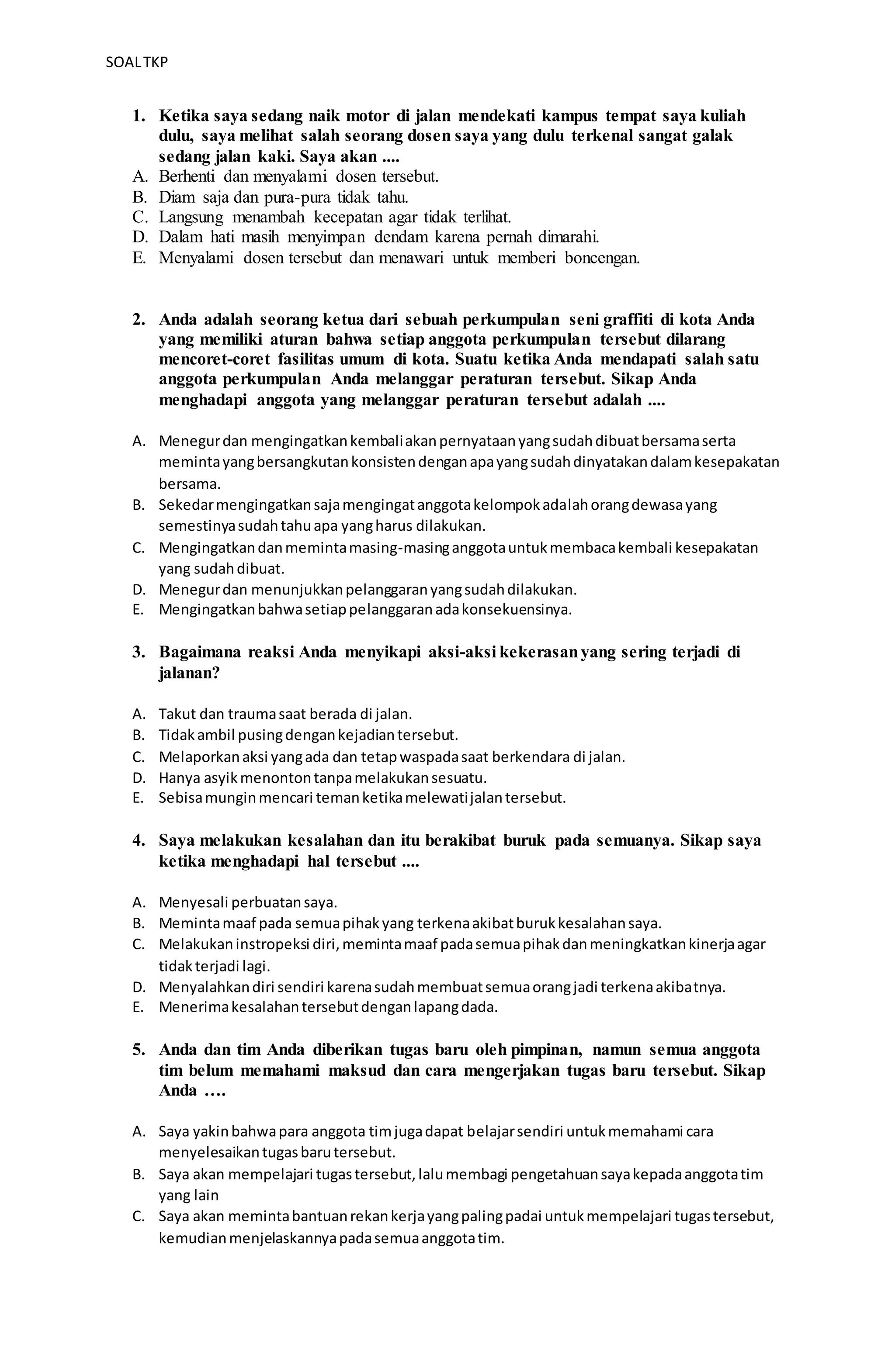 Soal tkp hots (autosaved) | PDF