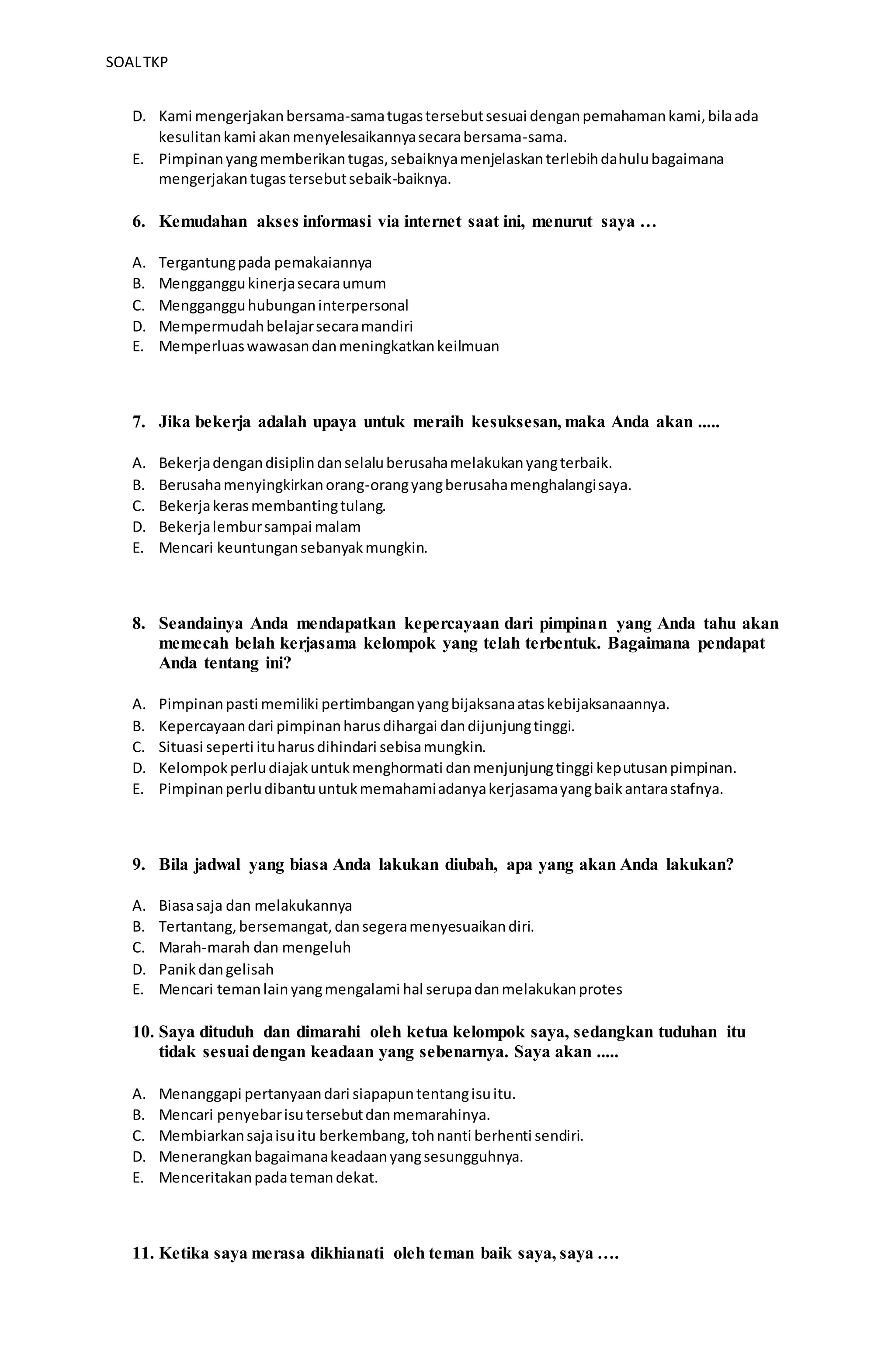 Soal tkp hots (autosaved) | PDF