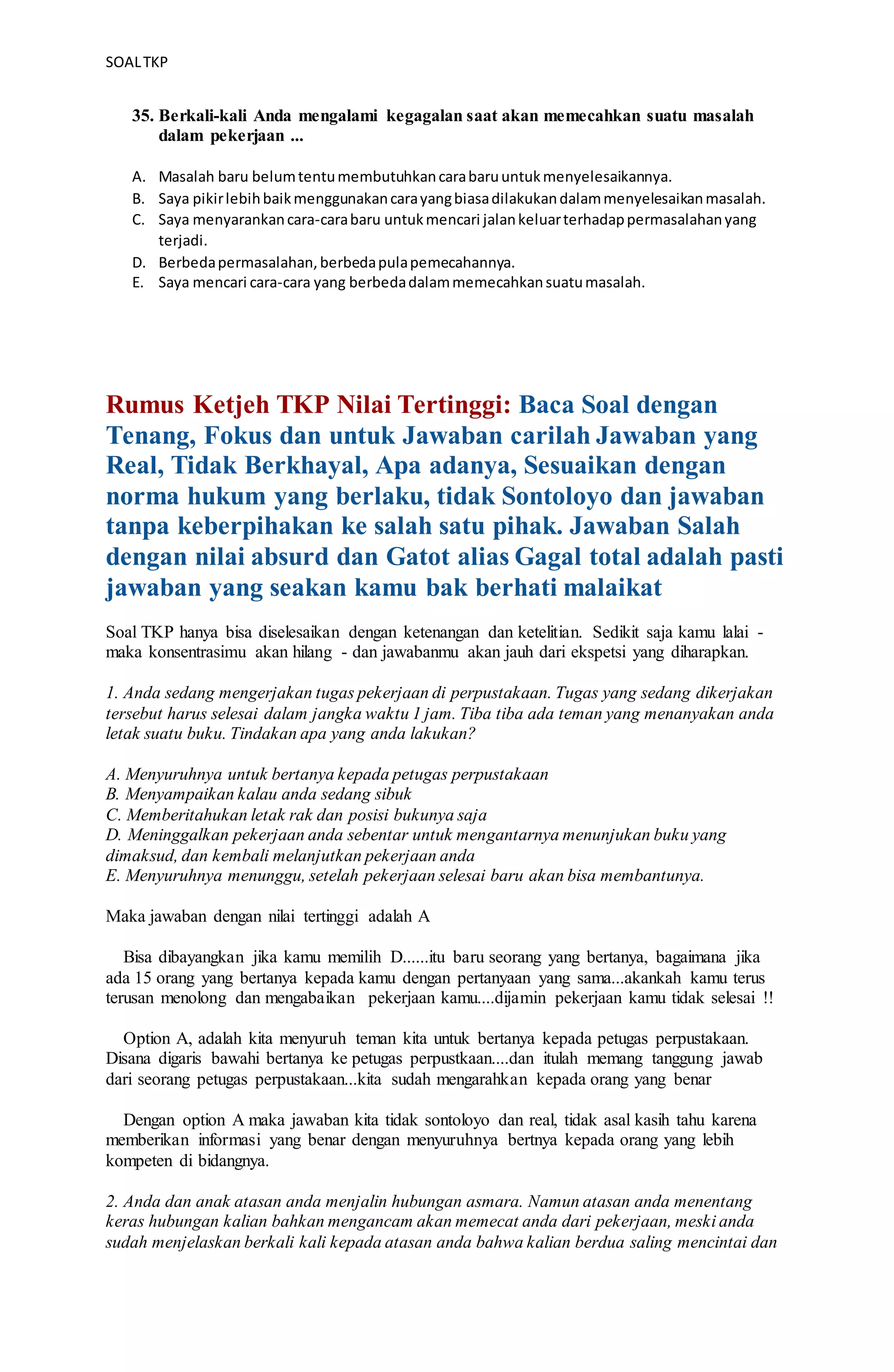Soal tkp hots (autosaved) | PDF