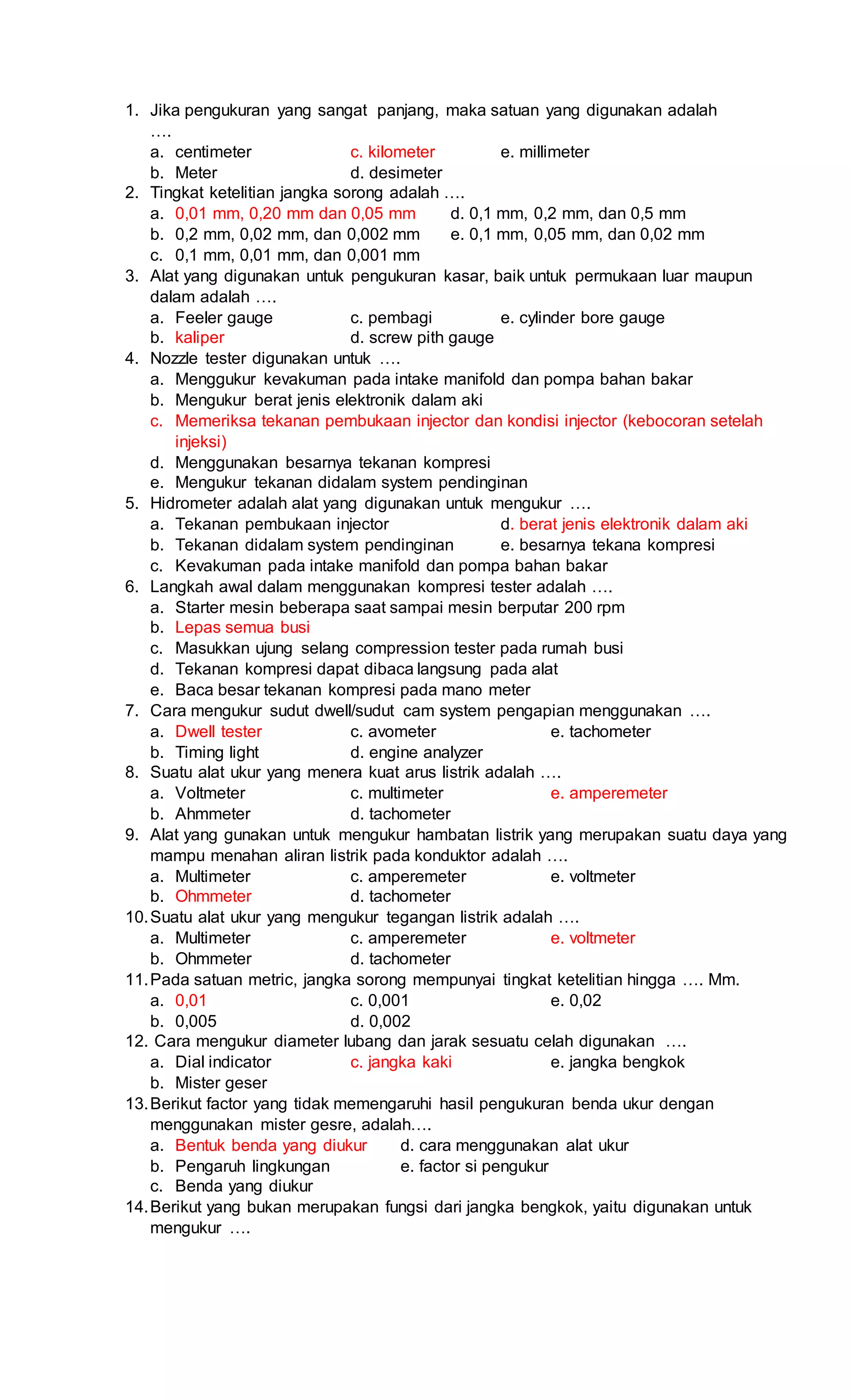 Soal tkr x genap 2016 | PDF