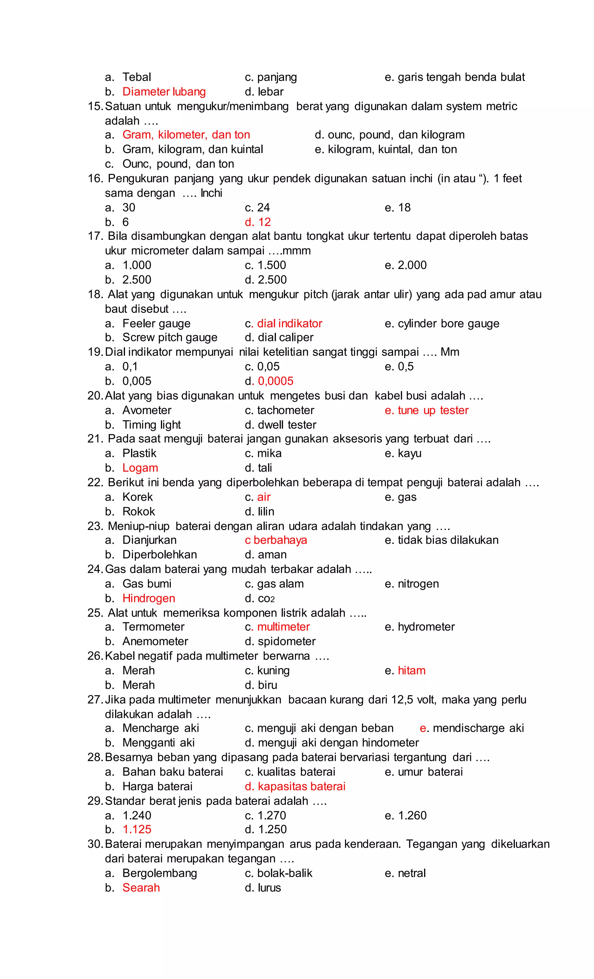 Soal tkr x genap 2016 | PDF