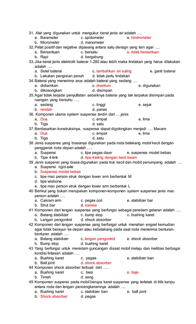 Soal tkr x genap 2016 | PDF