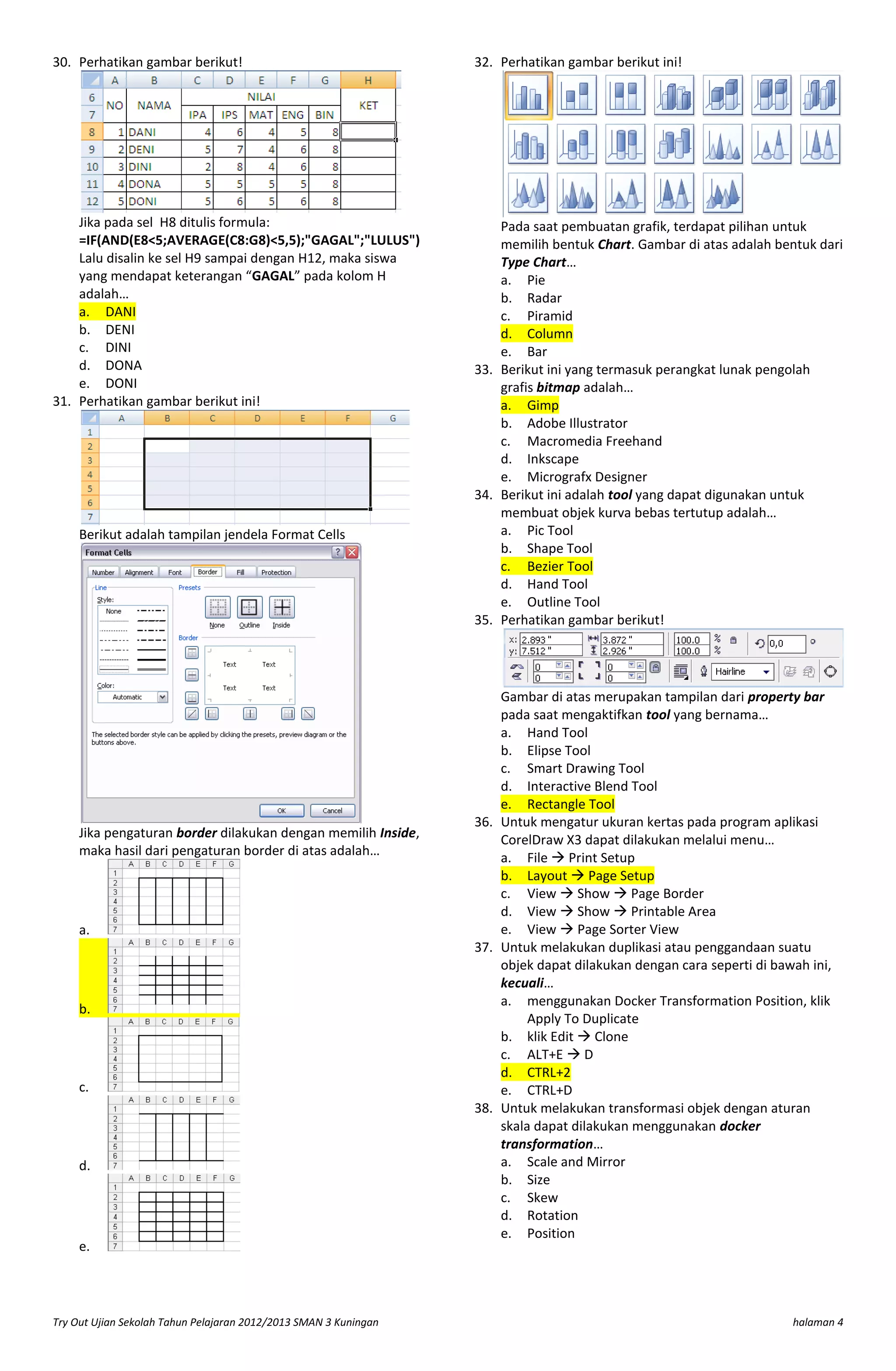 Soal to 1 tik 2012 + kunci | PDF