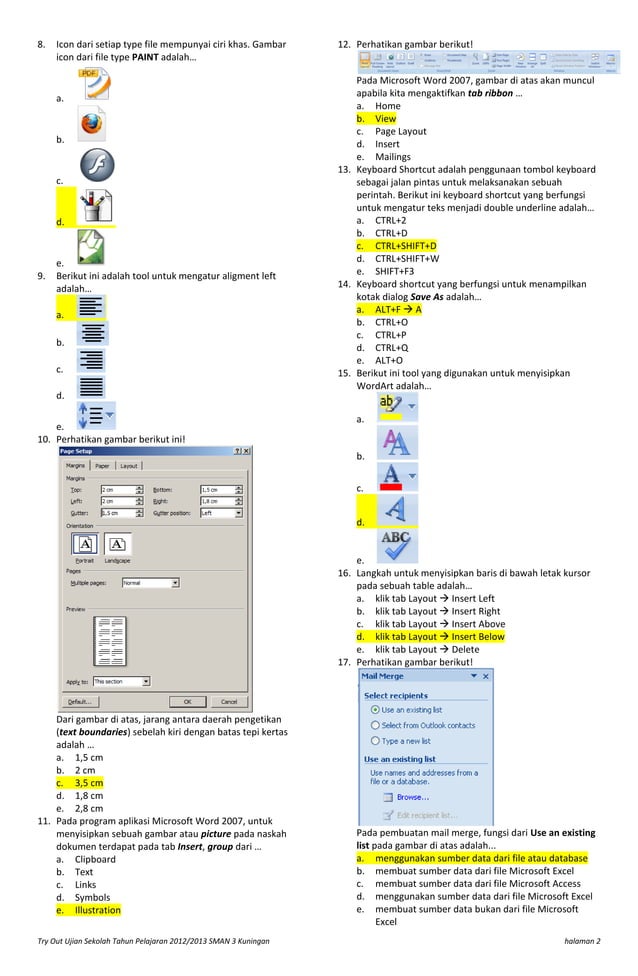 Soal to 1 tik 2012 + kunci | PDF