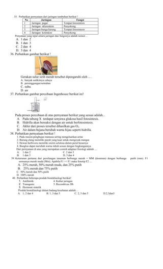 Soal tryout ipa smp tipe 2 | DOCX