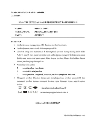 Soal to nasional matematika STIS | PDF | Free Download