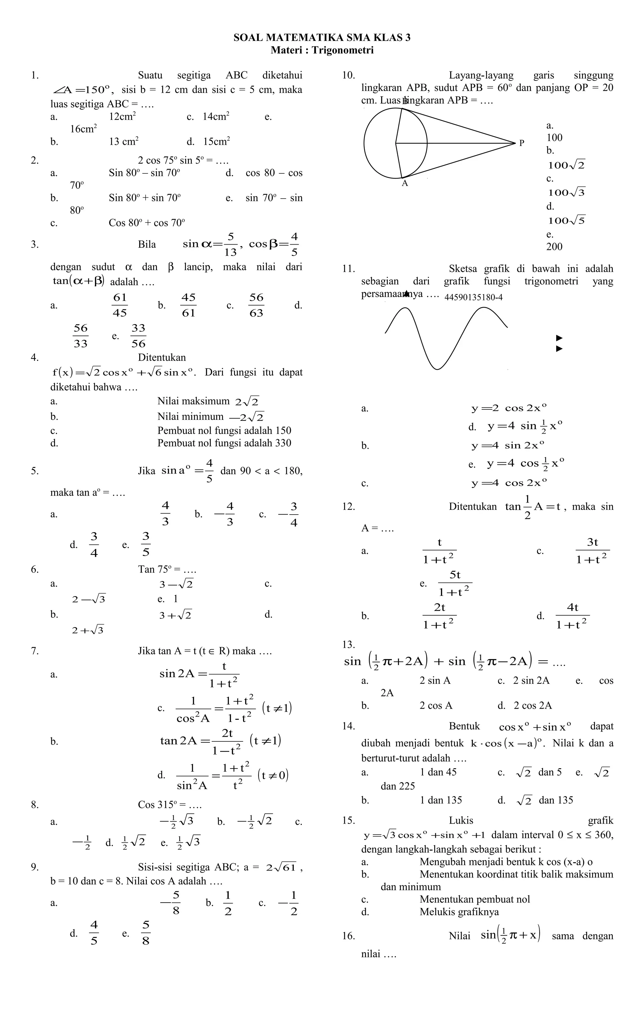 Soal trigonometri | DOC