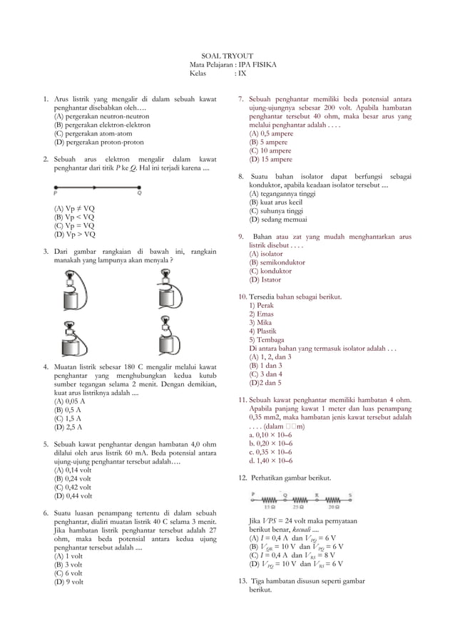 Soal tryout KLS IX (IPA FISIKA) | PDF