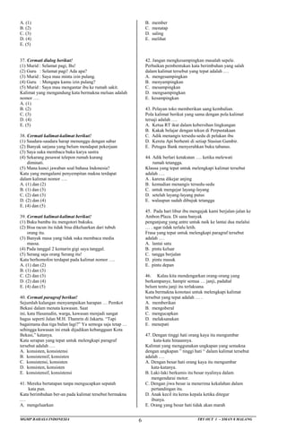 Soal try out Bahasa dan Sastra Indonesia | PDF