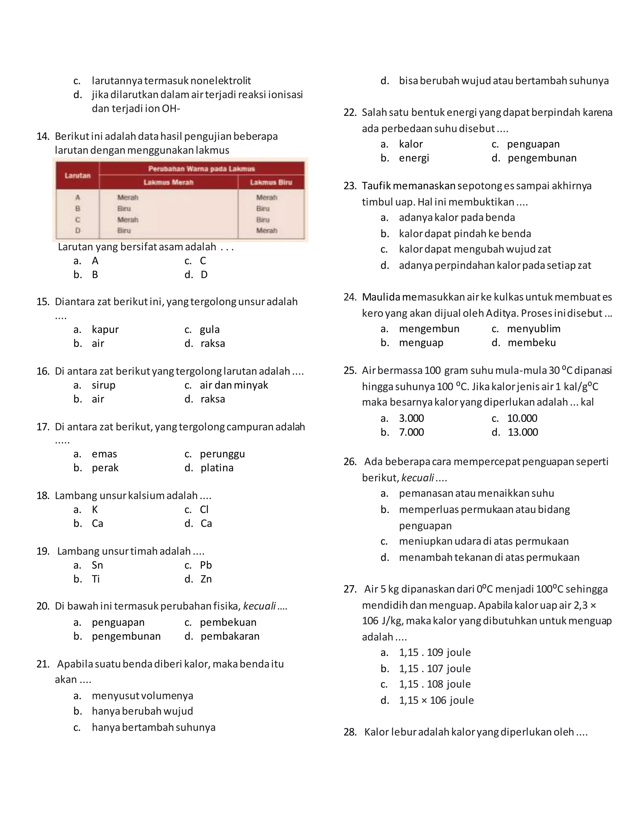 Soal try out ii fisika kelas vii | PDF